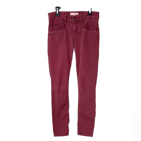 Anthropologie | Jeans | Rare Odd Molly Burgundy Ankle Zip Jeans Wcool ...